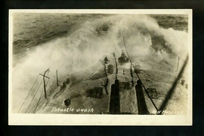 Military real photo postcard RPPC US Navy Ships Moser Deck View ...