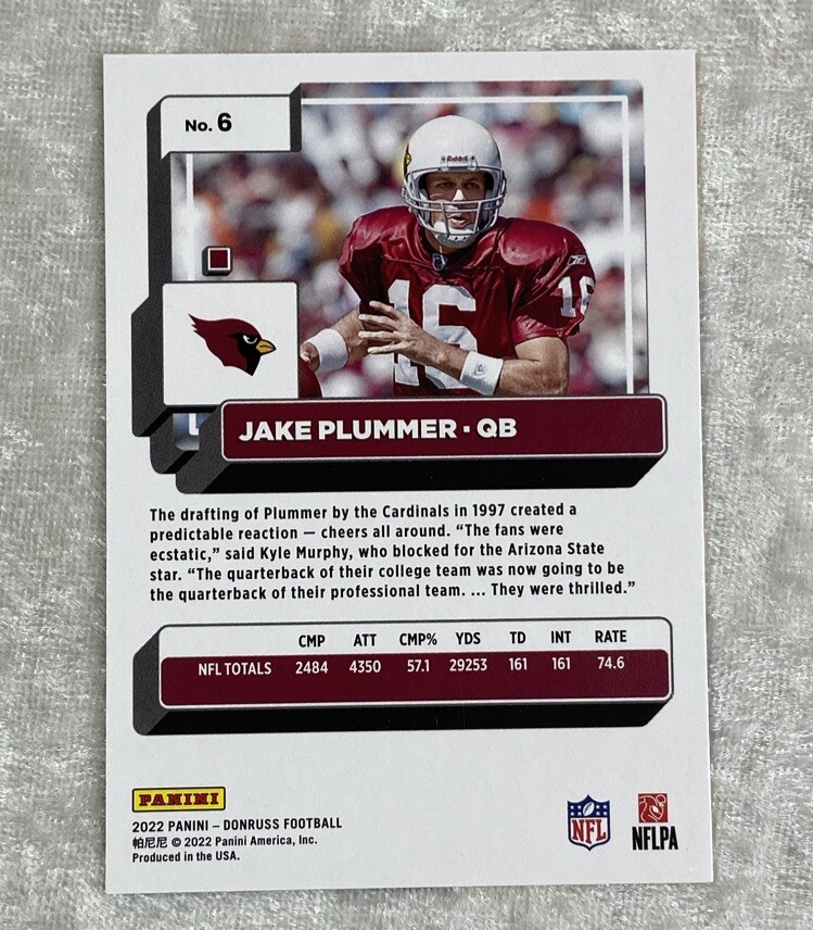 Jake Plummer Press Proof 2022 Panini Donruss NFL Football Cardinals ...