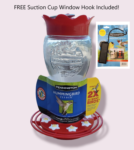 Pennington Glass Hummingbird Feeder, 16 Oz Nectar - FREE Suction Cup ...