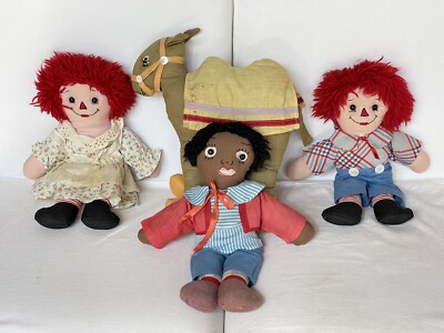 Vintage 1943 Hand-Sewn Sleep-Wake Raggedy Ann & Andy/Camel/Li'l Black ...