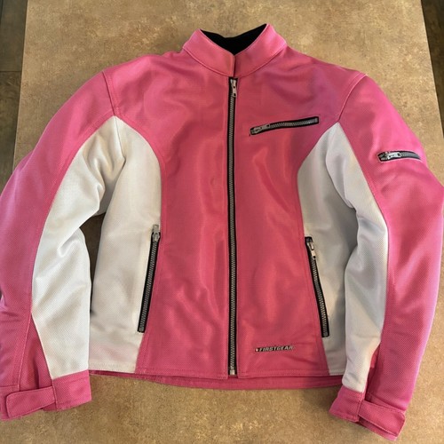 First Gear Mesh Motorcycle Jacket Pink & White Vented Padded Womens ...