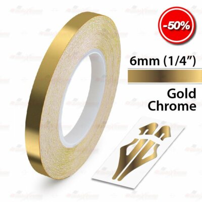 GOLD CHROME 6mm 1/4" Roll Pin Stripe PinStriping Line Tape Vinyl Car ...