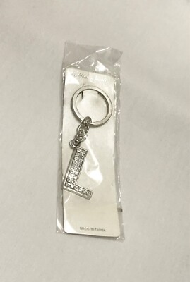 Large Silver Tone Clear Rhinestones Monogram Letter Initial "L" Keyring ...