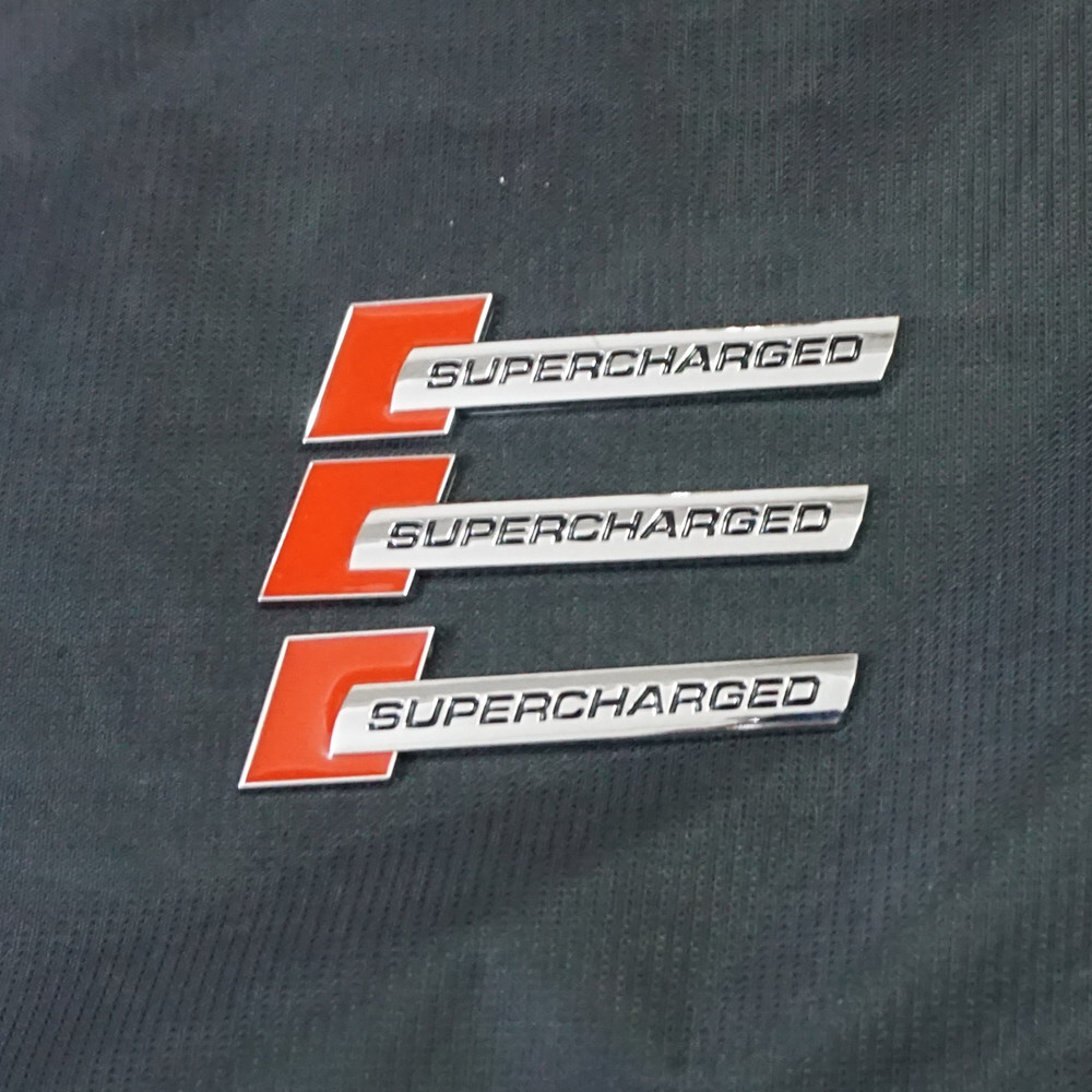 2x Red Silver Chrome SUPERCHARGED Metal Sticker Emblem Decal Badge ...