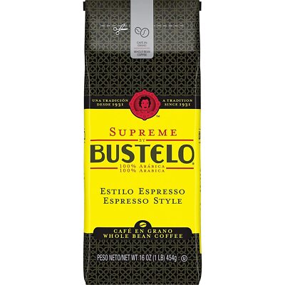 Cafe Bustelo Supreme Whole Bean Espresso Coffee, 16-Ounce Bag (1 Pound ...