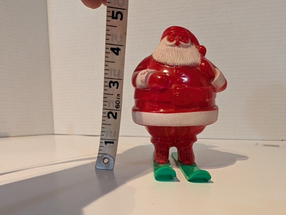 Vintage Rosbro Christmas Santa On Skis Candy Container 4.5 Inches Hard ...