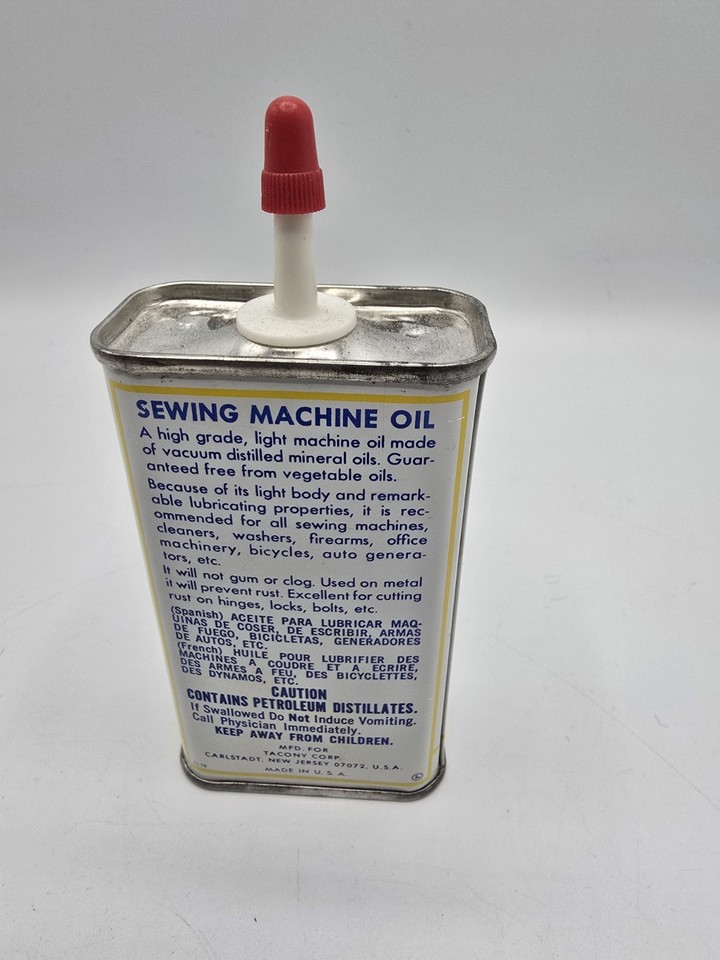 Vintage Specially Refined Sewing Machine Oil Handy Tin Can - Tacony ...