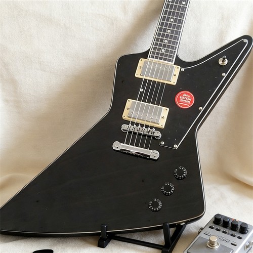 Black Electric Guitar Custom Explorer 6 String Bone Nut HH Pickups ...