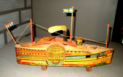 1890'S ANTIQUE TOY-REED SIDE WHEELER STEAM SHIP-PROVIDENCE-BLISS-PAPER ...
