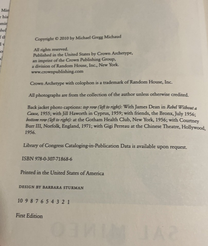 Sal Mineo: A Biography by Michael Gregg Michaud( Imprinted Signature ...