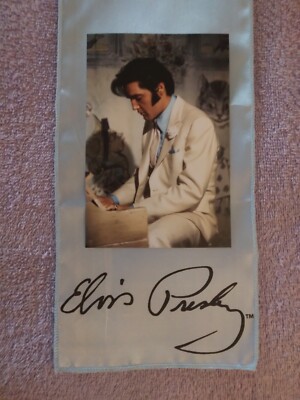 ELVIS PRESLEY SIGNATURE BLUE SCARF&PLAYING PIANO WHITE SUIT PHOTO LOT 2 ...