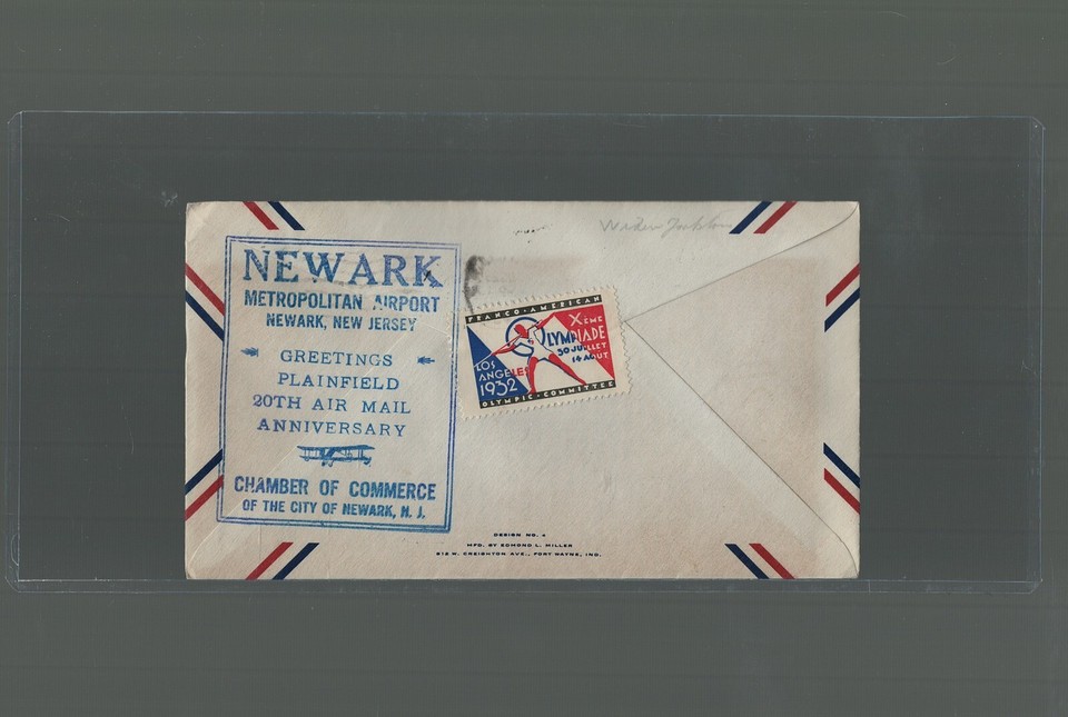 US First Flight Cover Plainfield New Jersey USA 1932 Olympics ...