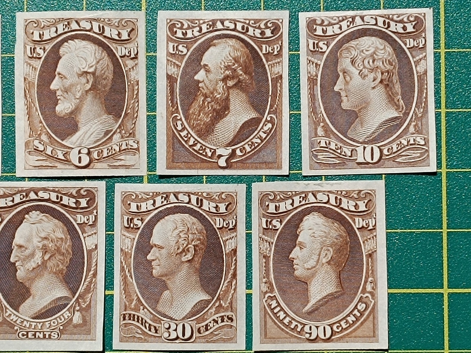 US Stamps,Treasury Dept.,#O72P3-O82P3 Official Trial Color PROOF on ...