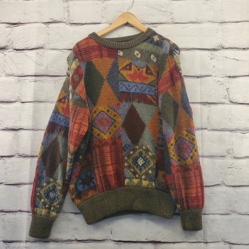 FACONNABLE Sweater Mens Medium Vintage Alpaca Pullover Geometric ...