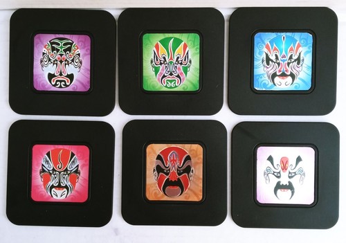 Kabuki Mask Japanese Opera Coasters With Box 3.5" Reflective Metallic ...