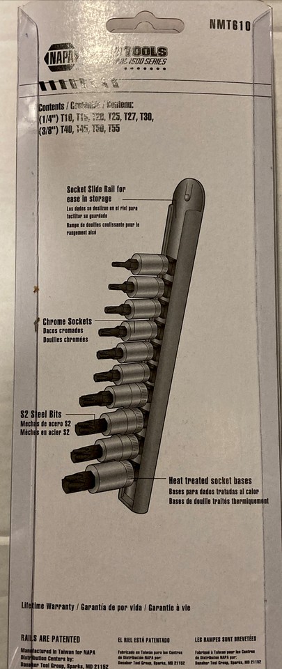 NAPA Hand Tools 10 Pc Internal Torx Bit Socket Set NMT610 LIFETIME ...