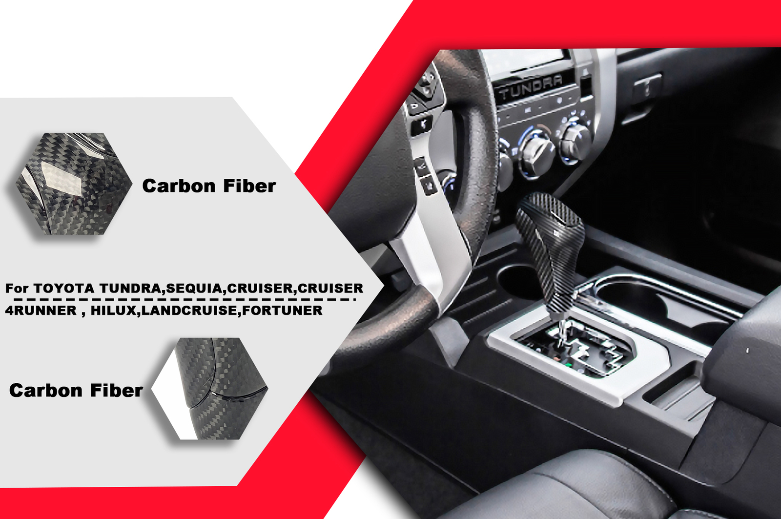 Real Carbon Fiber Gear Stick Shift Knob Shifter Lever For Toyota Hilux ...