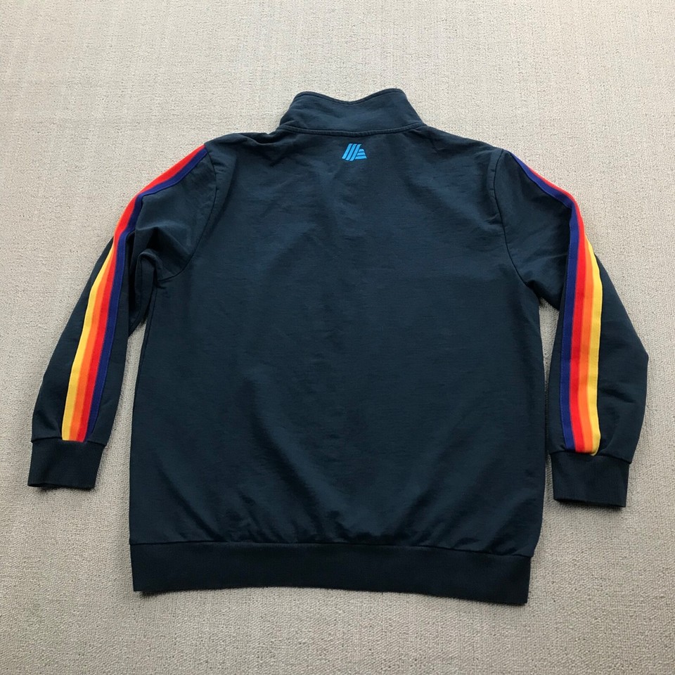 ALDI Sweater Adult Large Blue 1/4 Zip Pullover Mock Neck Logo Swag Mens ...