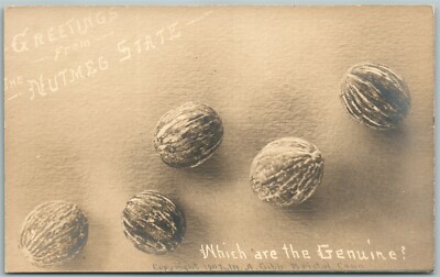 NUTMEG STATE ADVERTISING ANTIQUE REAL PHOTO POSTCARD RPPC PHOTOMONTAGE ...