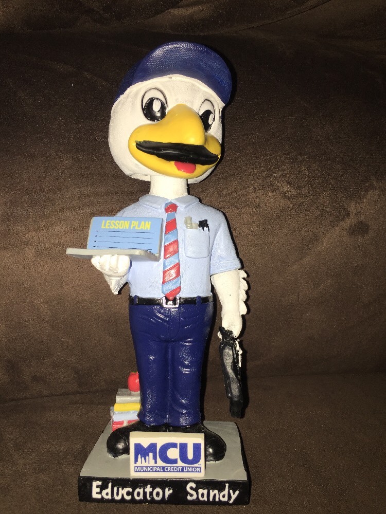 EDUCATOR SANDY MASCOT BROOKLYN CYCLONES BOBBLE HEAD SGA #1 TEACHER ...