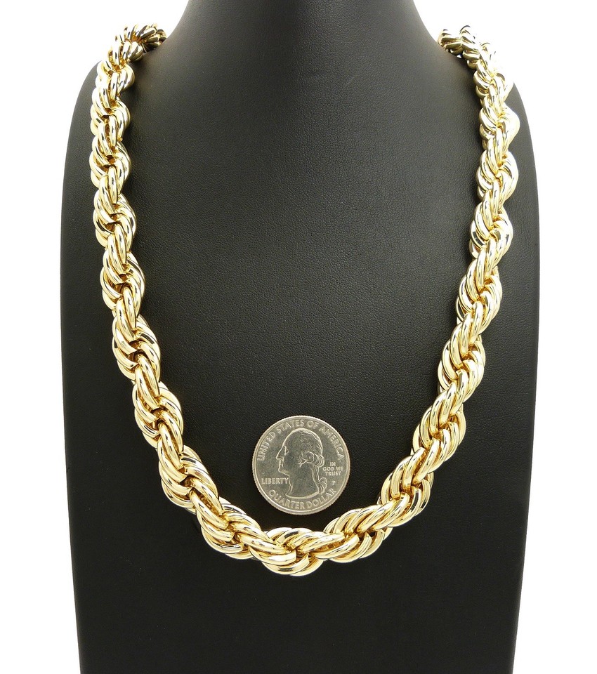 NEW 10mm/24" & 12mm/30" ROPE CHAIN HIP HOP NECKLACE SET - RC2819G | eBay