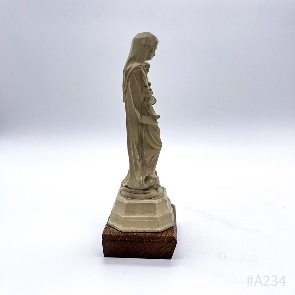 Scultura Vintage Di Madonna Su Base In Legno "Maria Immacolata Con ...