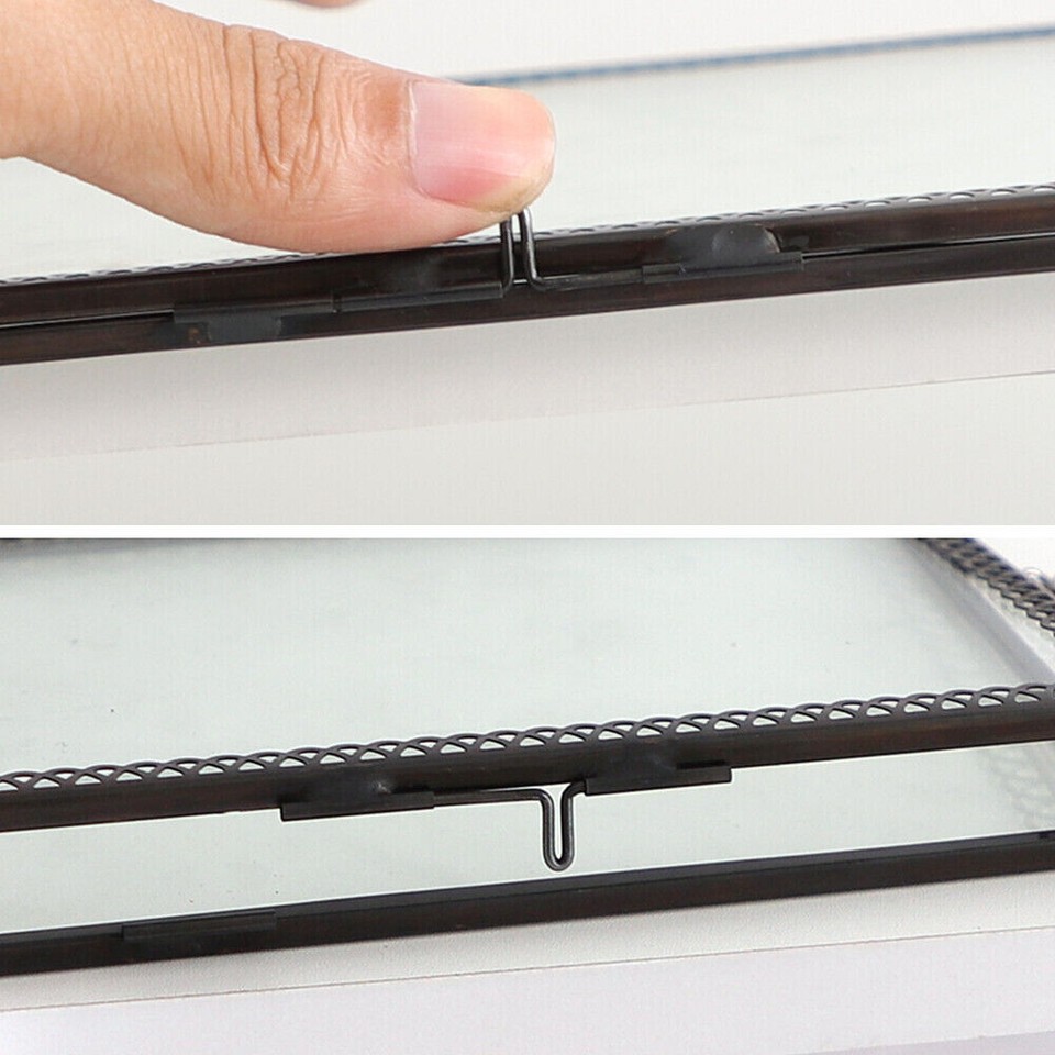 4x6Inch Black Brass Photo Frame Double Glass Frame Wall Hanging Wth ...