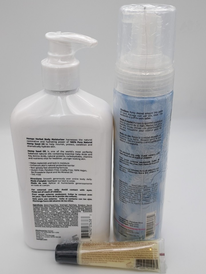 3 Piece HEMPZ Set Ltd Edt Cotton Candy Blue Raspberry Body Wash Lotion ...