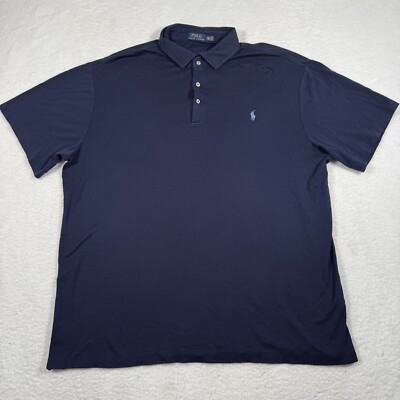 Polo Ralph Lauren Shirt Mens 2XLT Navy Short Sleeve Collar Pony Shirt ...