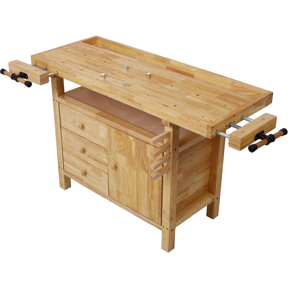 Wood Workbench Wooden Work Bench Workstation Table for Garage Workshop ...