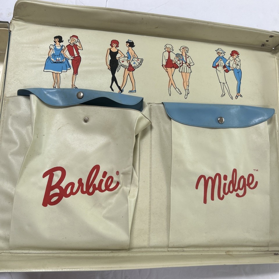 VINTAGE 1963 BARBIE AND MIDGE BLUE VINYL DOUBLE CASE | eBay