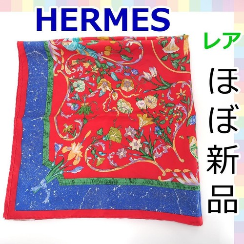 Hermes Carre 90 Toyo Stone Western Craft Large Scarf Shawl Blue Red | eBay