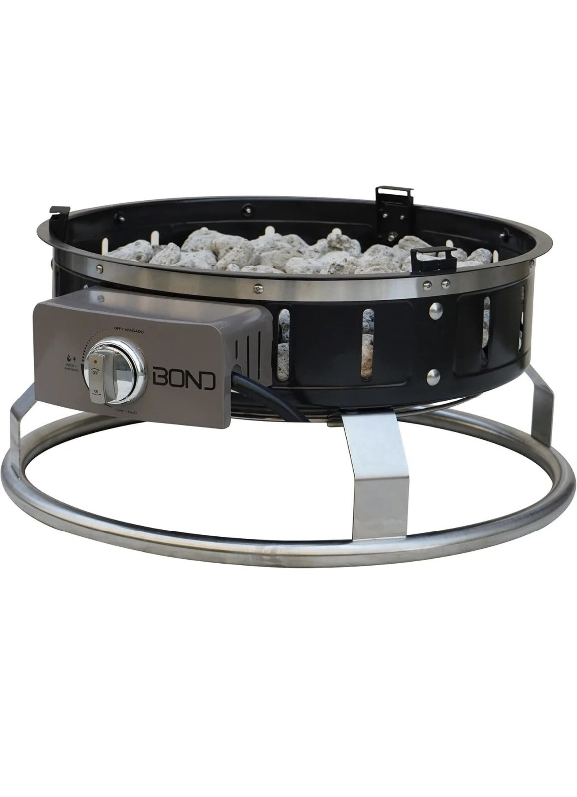 Bond Platinum Portable Gas Fire Pit 65,000 BTUs with Stones, Gas Hose ...