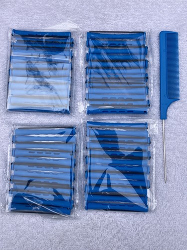 48 Perm Rods Hair Style Roller Curler Blue .35 In/0.9cm With Perm Comb ...