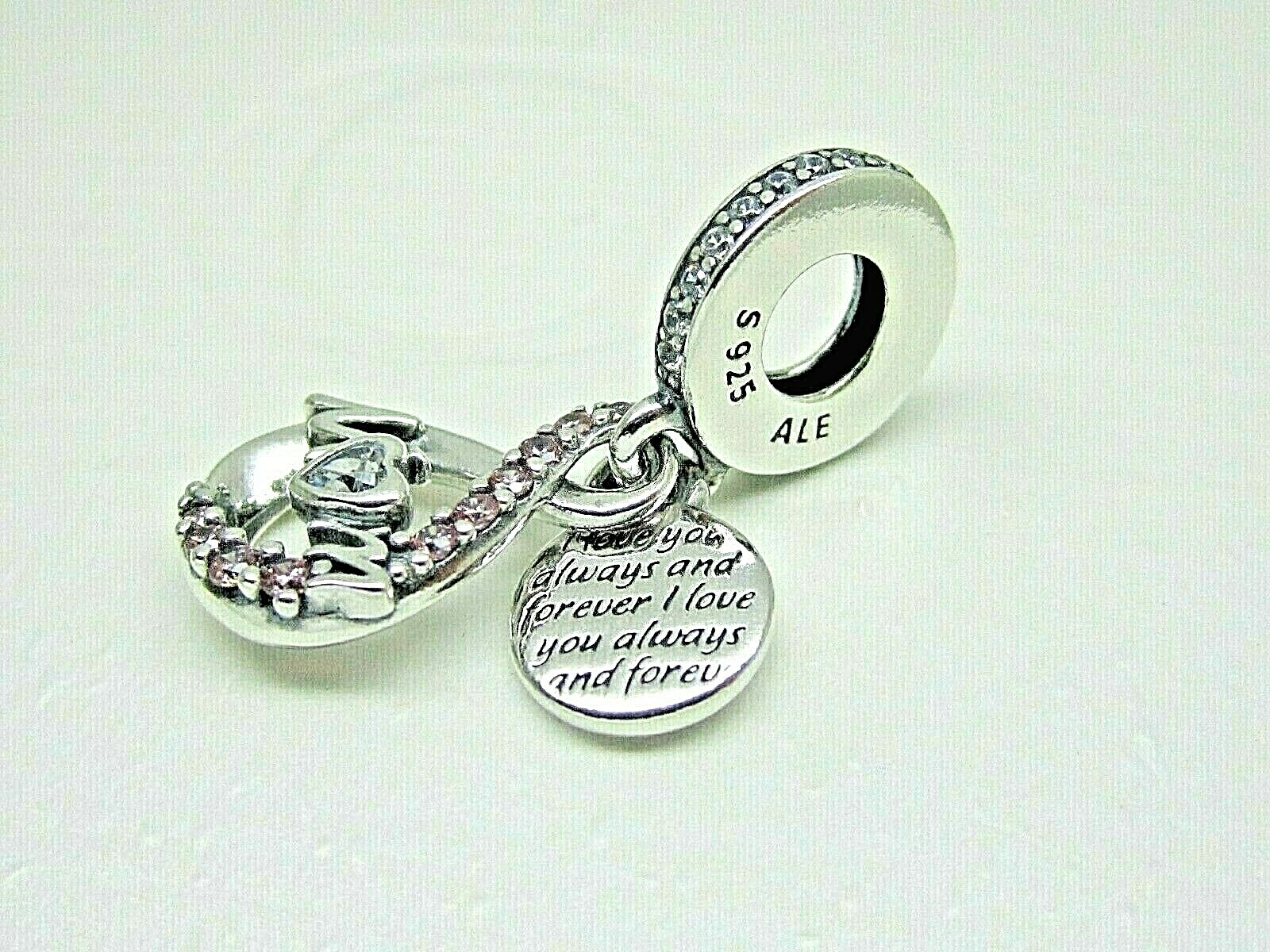 Authentic Pandora #791468C01 Mom Infinity Pave Double Dangle Charm ...