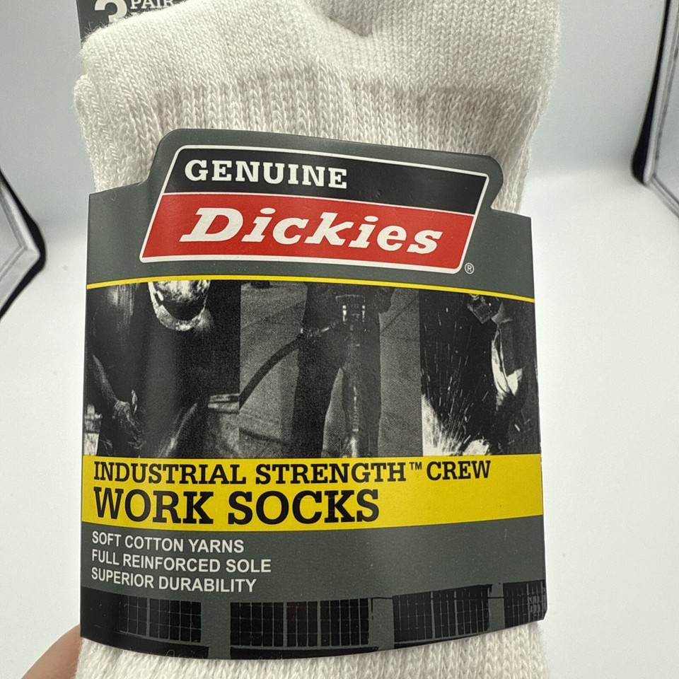Dickies Socks Mens 6-12 White Industrial Strength Work Socks 3 Pair ...