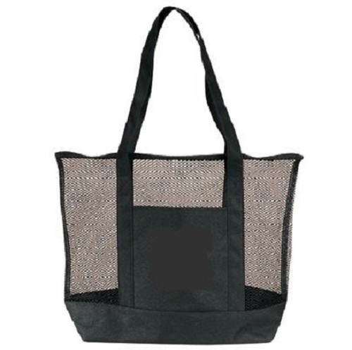 CLEARANCE Blue Red Black or Green Mesh Zippered Tote XLG Shopping Bag ...