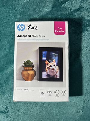 HP Advanced Glossy Inkjet Photo Paper 4x6 inches 125 Sheets Rich, Vivid ...
