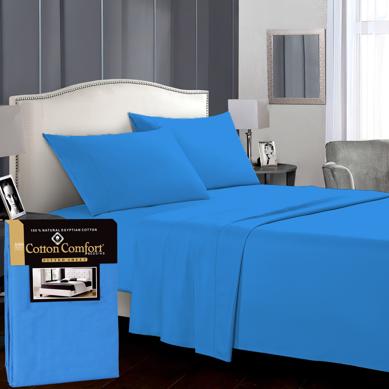 Extra Deep Fitted Sheet 100 EGYPTIAN Cotton 400 Thread Count SINGLE extra-deep-fitted-sheet-100-egyptian-cotton-400-thread-count-single
