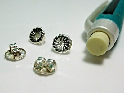 FOUR .925 STERLING SILVER 7MM LARGE PREMIUM POST EARRING BACKS CLUTCHES ...