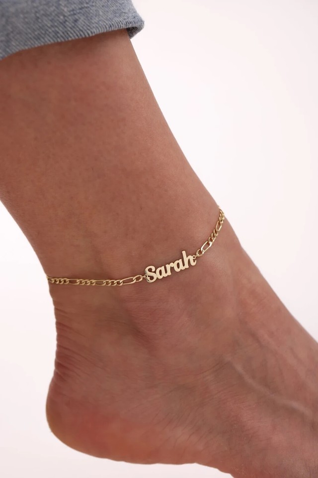 Personalized Anklet Name Anklet Custom 925 Silver Gold Anklet Beach ...