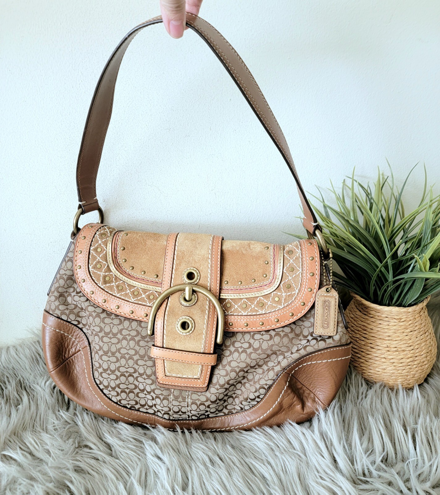 Rare Vintage Coach Studded Shoulder Bag Hobo Purse Ha… - Gem