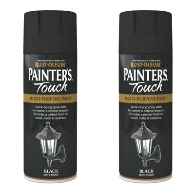 2 x Black Matt Spray Paint 400ml Indoor Outdoor Paints for Ceramic ...