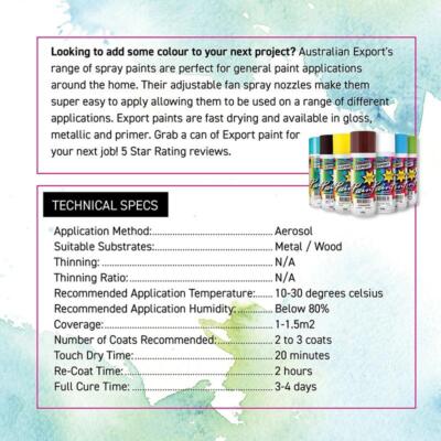 Australian Export Enamel Spray Paint 250gm Quick Dry for Wood Metal ...