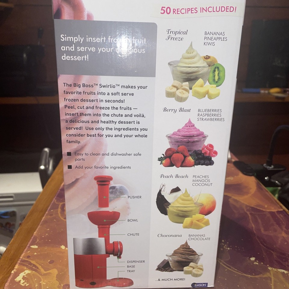 Big Boss Swirlio Delicious Frozen Fruit Dessert Maker 50 Recipes ...
