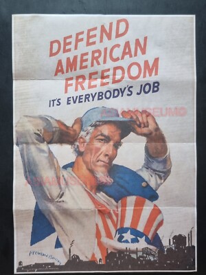 1942 WW2 USA AMERICA UNCLE SAM DEFEND AMERICAN DREAM WORK PROPAGANDA ...