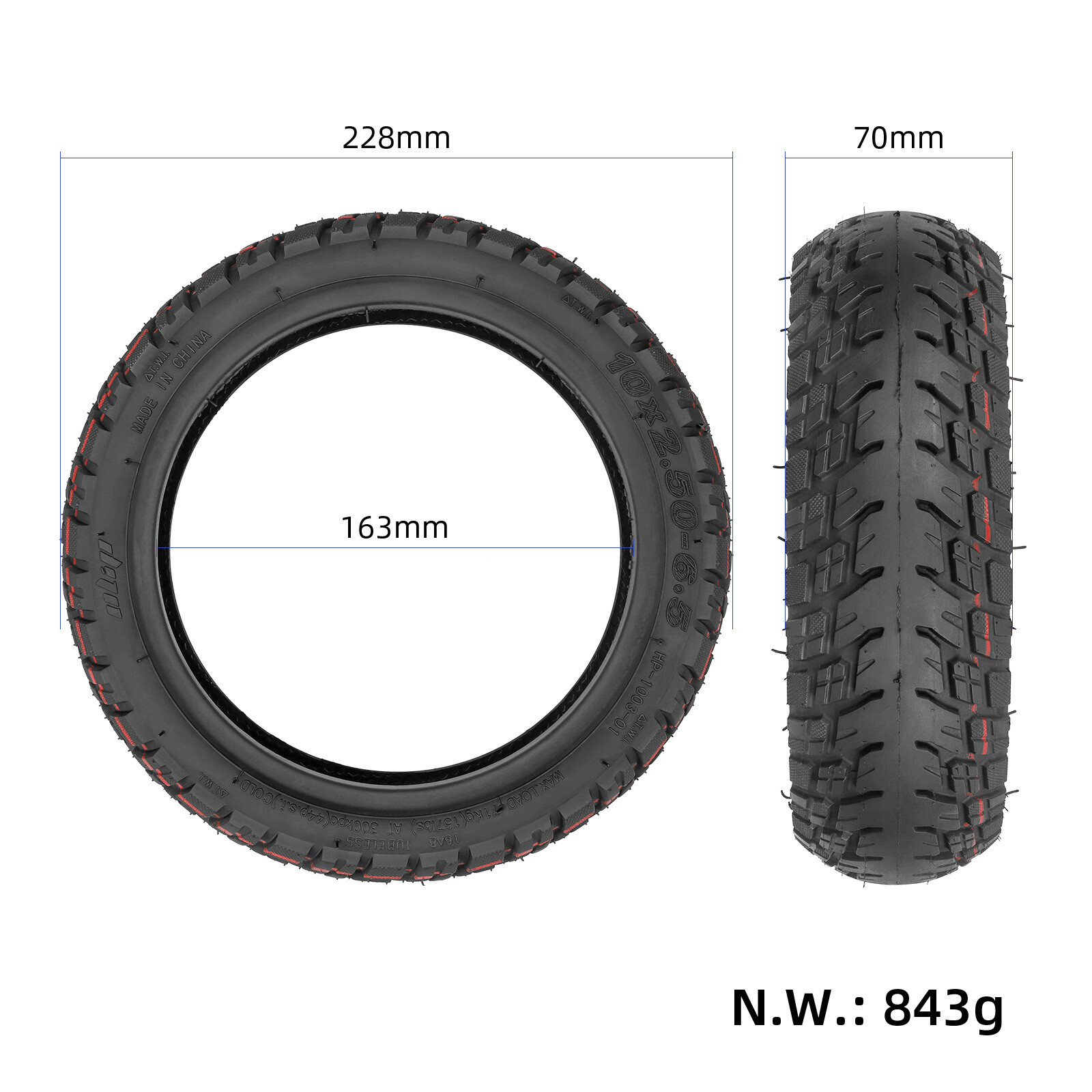 10in Trackslip Off-road Tire Self-Healing Tubeless Off-road Tires ...