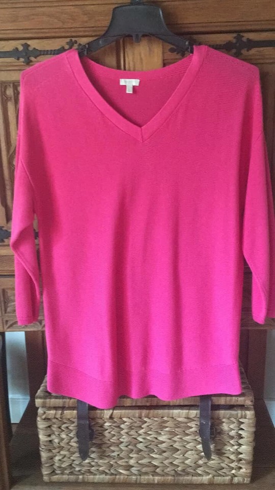 NWOT Talbots Soft Sweater Womens XL Hot Pink Pullover V Neck Long ...