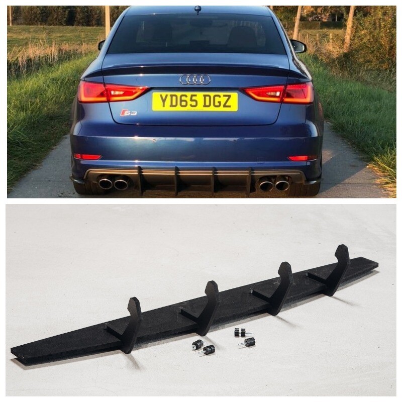 Rear Bumper diffuser addon with ribs / fins For Audi A3 S3 8V | eBay