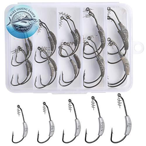25 Pcs/Box Jig Weighted Swimbait Hooks Saltwater Weedless 25 Pcs Mix ...